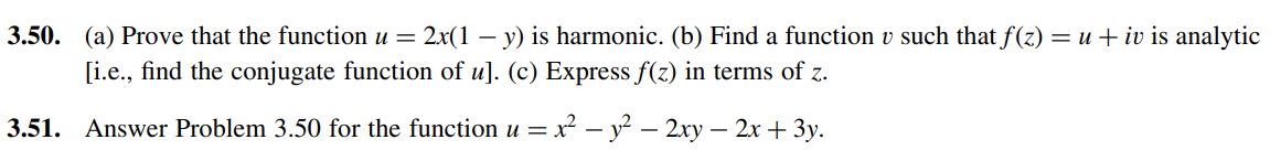 Solved 3.50. (a) Prove that the function u = 2x(1 – y) is | Chegg.com