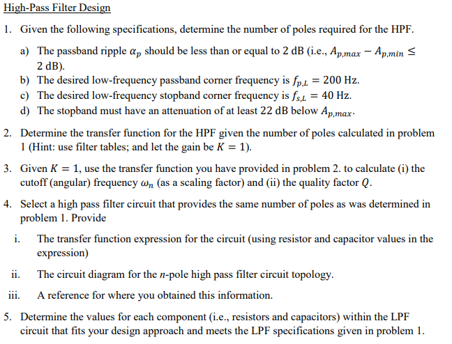 Solved 1. Given the following specifications, determine the | Chegg.com Solved 1. Given the following specifications, determine the | Chegg.com