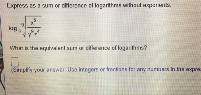 Solved Express as a sum or difference of logarithms without | Chegg.com