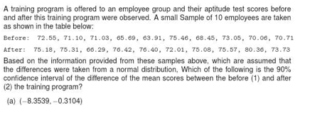 Solved A training program is offered to an employee group | Chegg.com