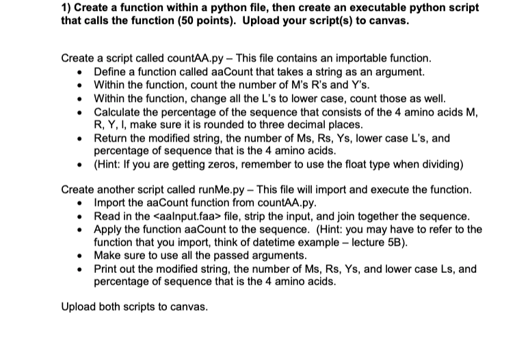1) Create a function within a python file, then | Chegg.com