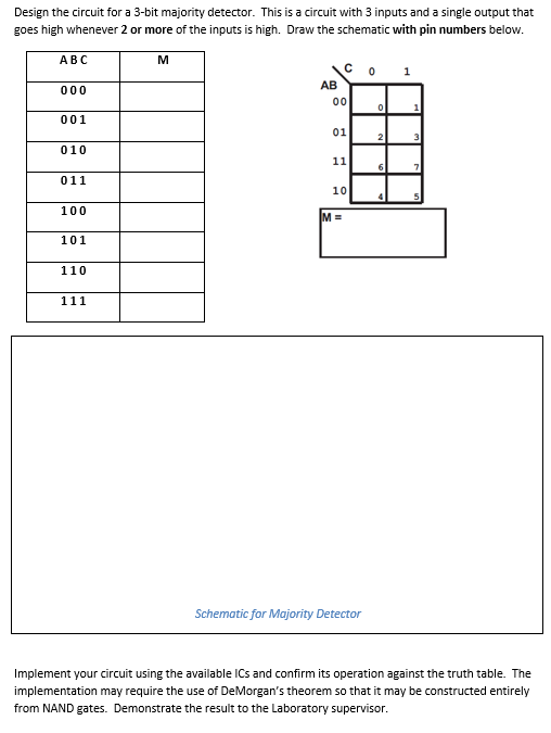 Solved Design The Circuit For A 3 Bit Majority Detector 
