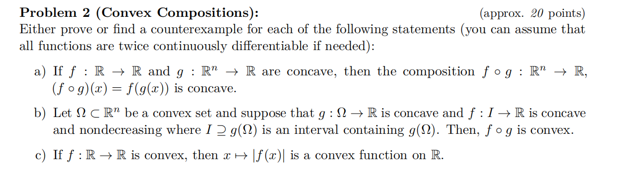 Solved Problem 2 (Convex Compositions): (approx. 20 points) | Chegg.com