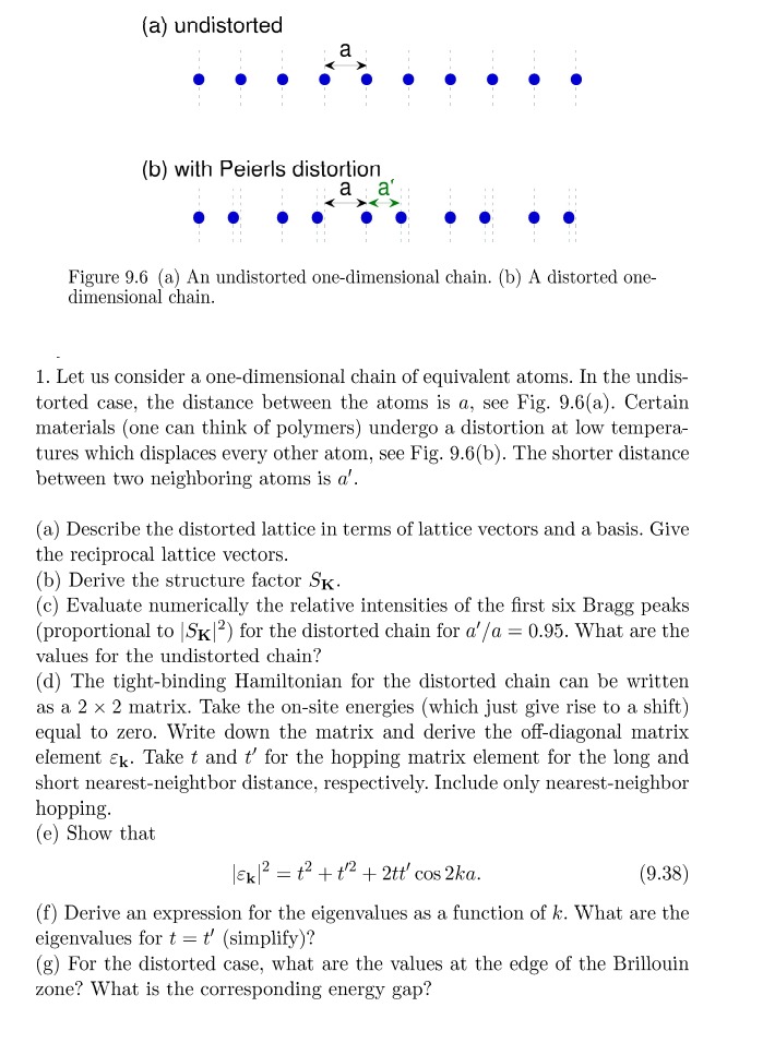 (a) undistorted (b) with Peierls distortion Figure | Chegg.com