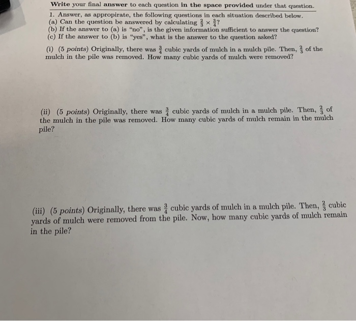 Solved Write your final answer to each question in the space | Chegg.com