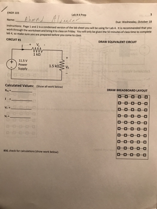 Solved ENGR 103 Name:ーAhmet-ALǐ.nab"Prep Due: Wednesday, | Chegg.com