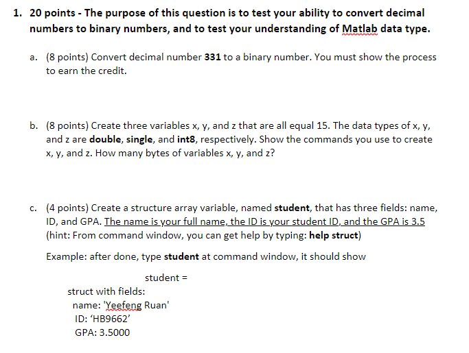 Solved 1. 20 points - The purpose of this question is to | Chegg.com
