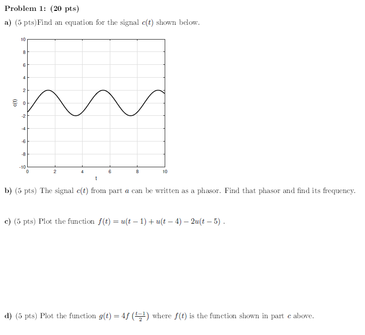 Solved Problem 1: (20 pts) a) (5 pts) Find an equation for | Chegg.com