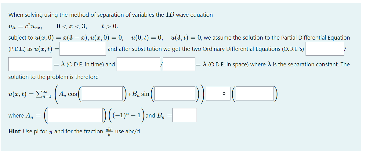 Solved When solving using the method of separation of | Chegg.com