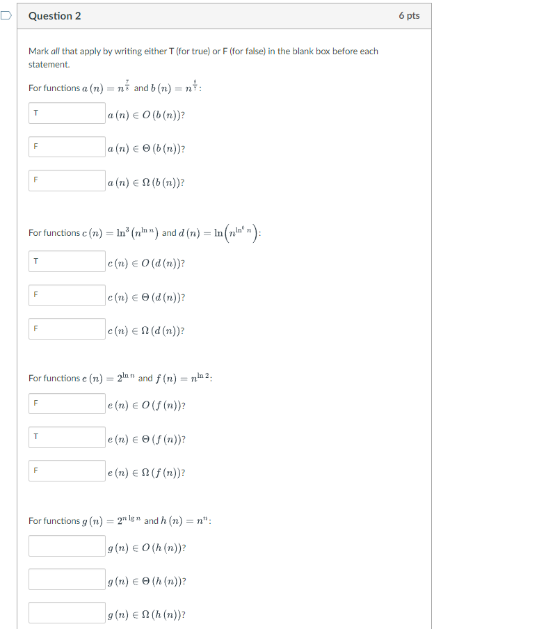 Solved Question 2Mark all that apply by writing either | Chegg.com