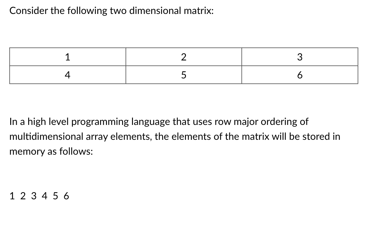 Solved Consider The Following Two Dimensional Matrix In A 