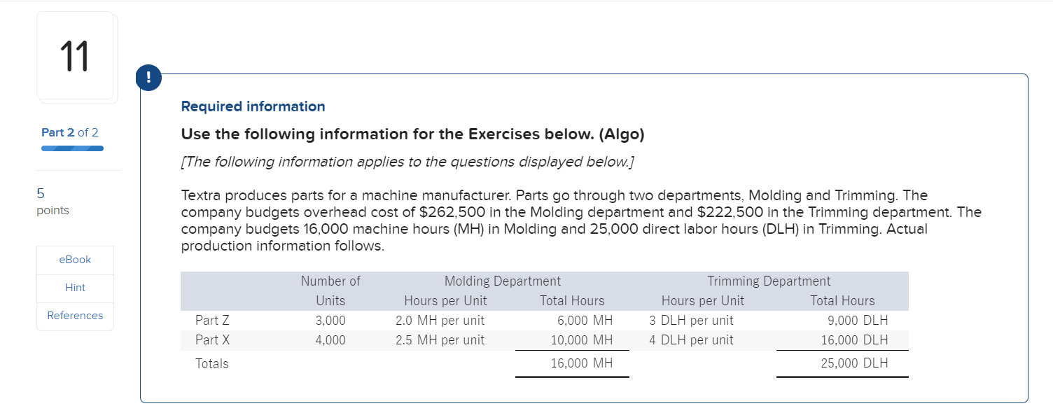 Solved Determine the overhead cost per unit for each part | Chegg.com