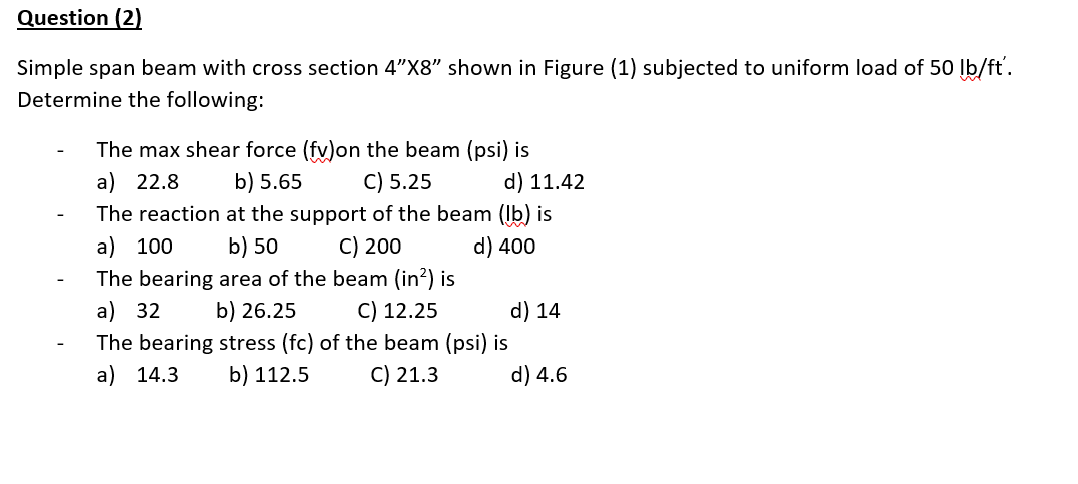 Solved Question (2) Simple span beam with cross section | Chegg.com
