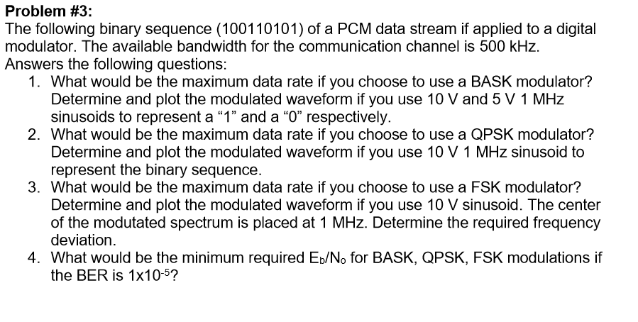 Problem #3: The following binary sequence (100110101) | Chegg.com