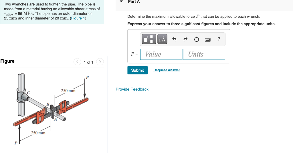 Solved Two wrenches are used to tighten the pipe. The pipe | Chegg.com