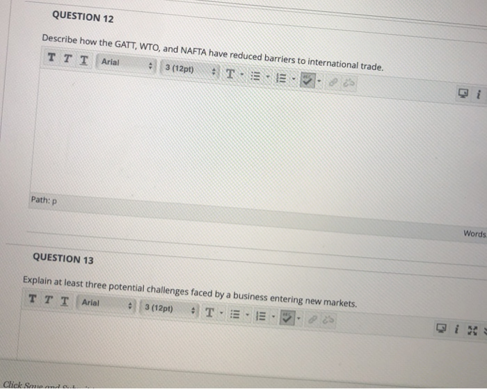 Solved QUESTION 12 Describe how the GATT, WTO, and NAFTA | Chegg.com