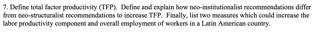 Solved 7. Define total factor productivity (TFP). Define and | Chegg.com