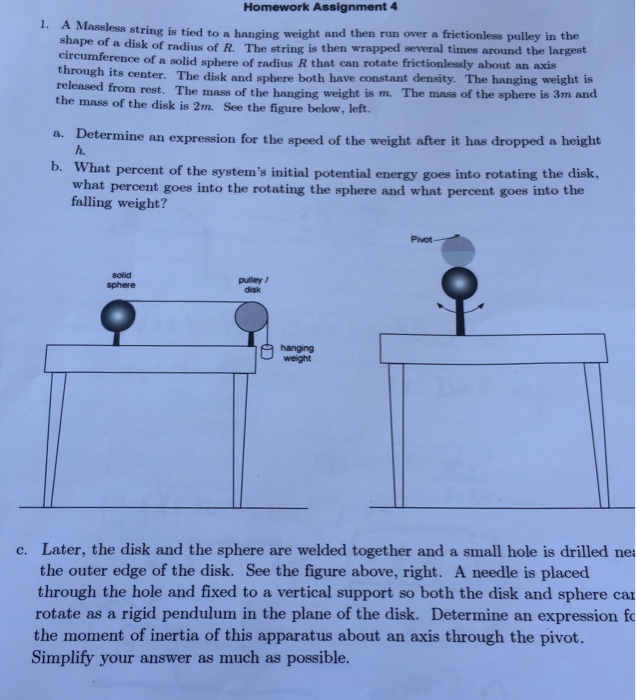 Solved Homework Assignment 4 1. A Massl ess string is tied | Chegg.com