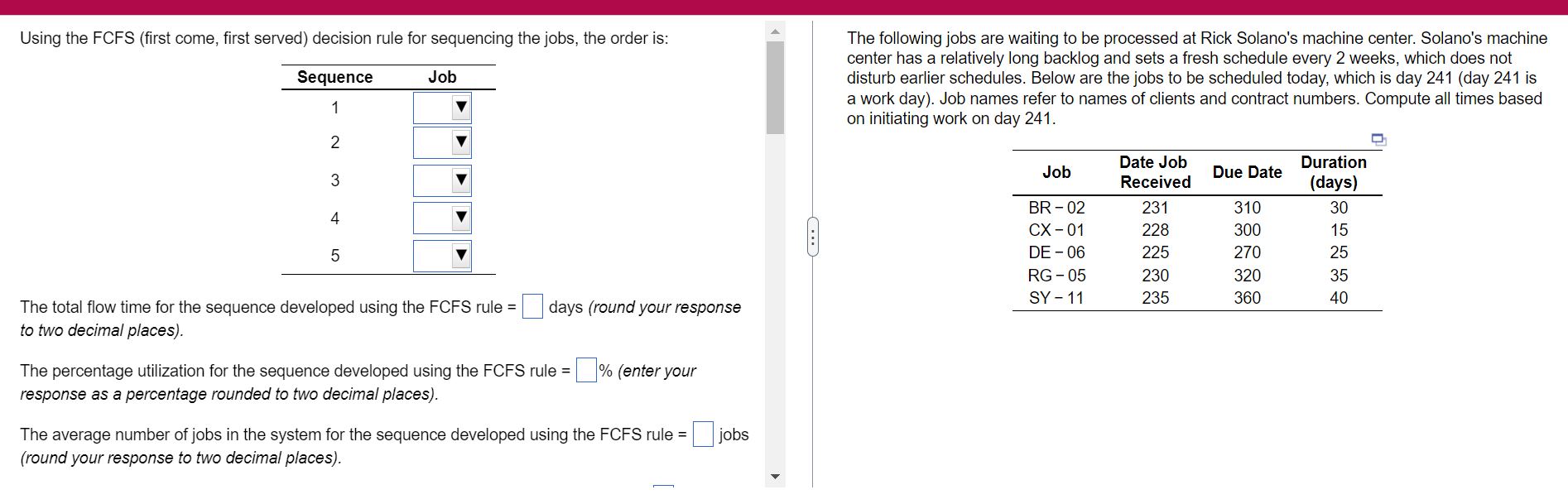 Solved Using the FCFS (first come, first served) decision | Chegg.com