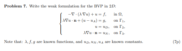 Problem 7. Write the weak formulation for the BVP in | Chegg.com
