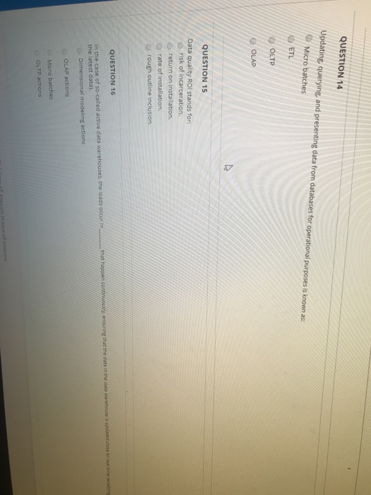 Solved QUESTION 14 Updating, querying, and presenting data | Chegg.com