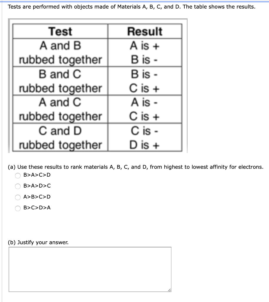 Solved Tests are performed with objects made of Materials A, | Chegg.com