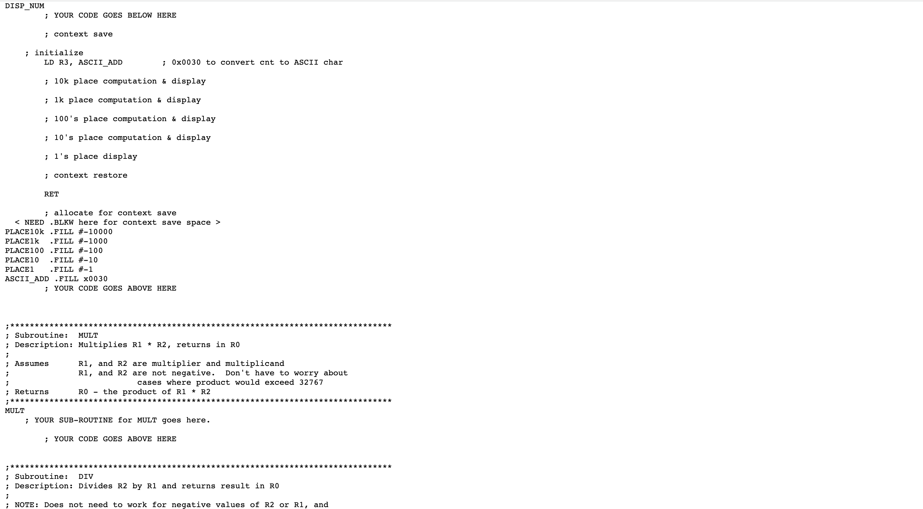 Solved ; YOUR CODE GOES BELOW HERE ; context save ; | Chegg.com