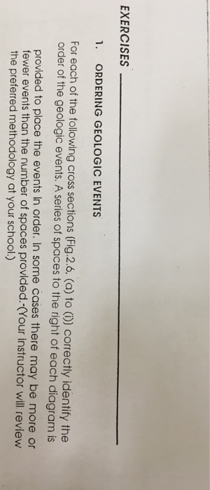 Solved EXERCISES 1. ORDERING GEOLOGIC EVENTS For each of the | Chegg.com