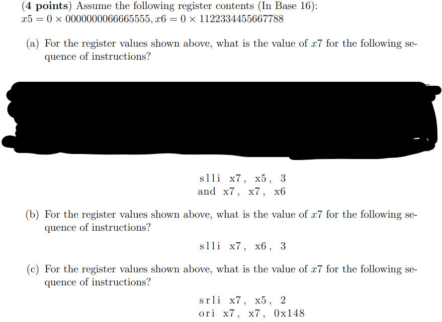 Solved (4 points) Assume the following register contents (In | Chegg.com Solved (4 points) Assume the following register contents (In | Chegg.com