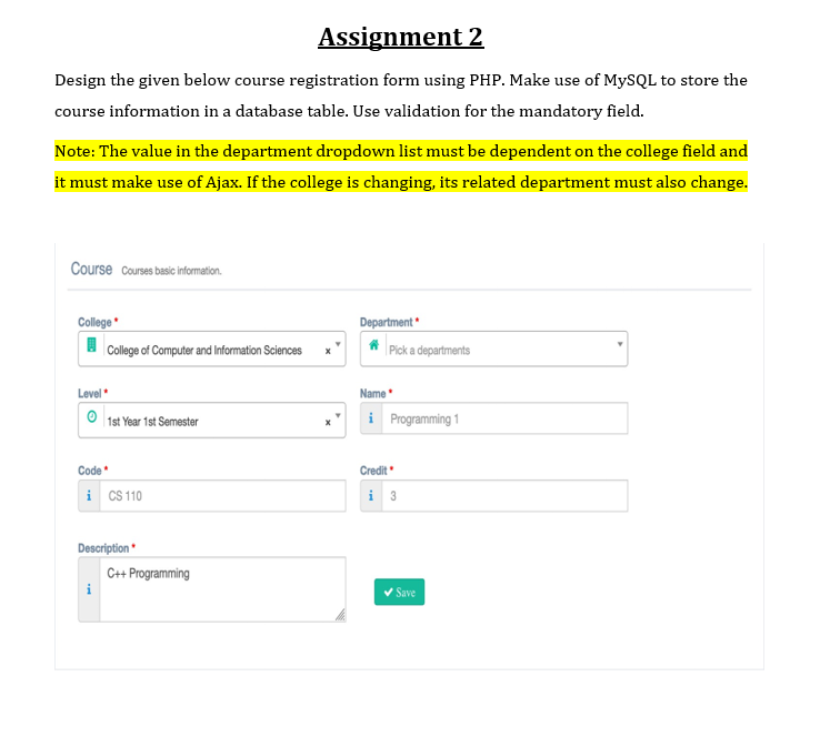 Solved Assignment 2 Design the given below course | Chegg.com