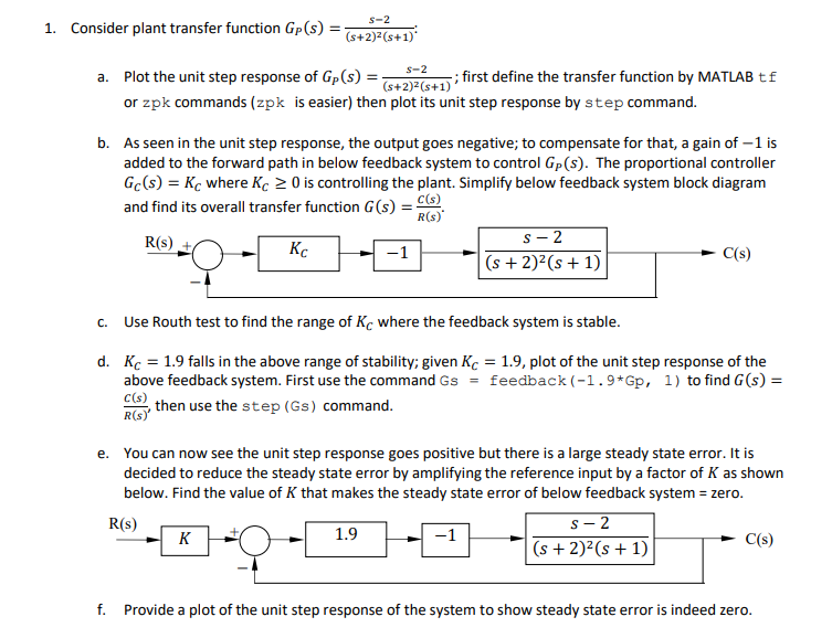 Solved S-2 1. Consider plant transfer function Gp(s) | Chegg.com