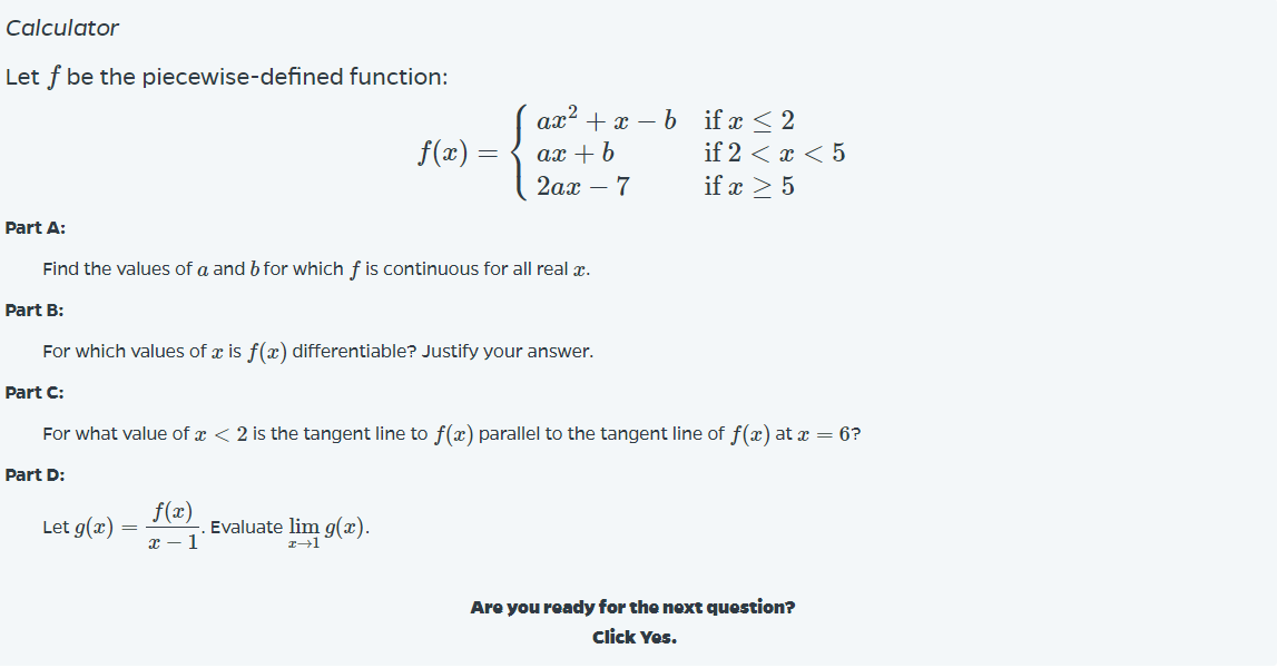 Solved Calculator Let f be the piecewise-defined function: | Chegg.com