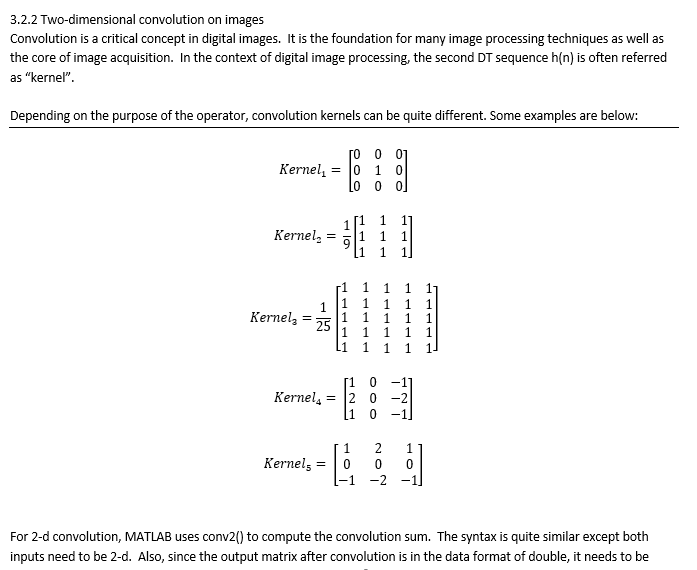 3.2.2 Two-dimensional convolution on images | Chegg.com