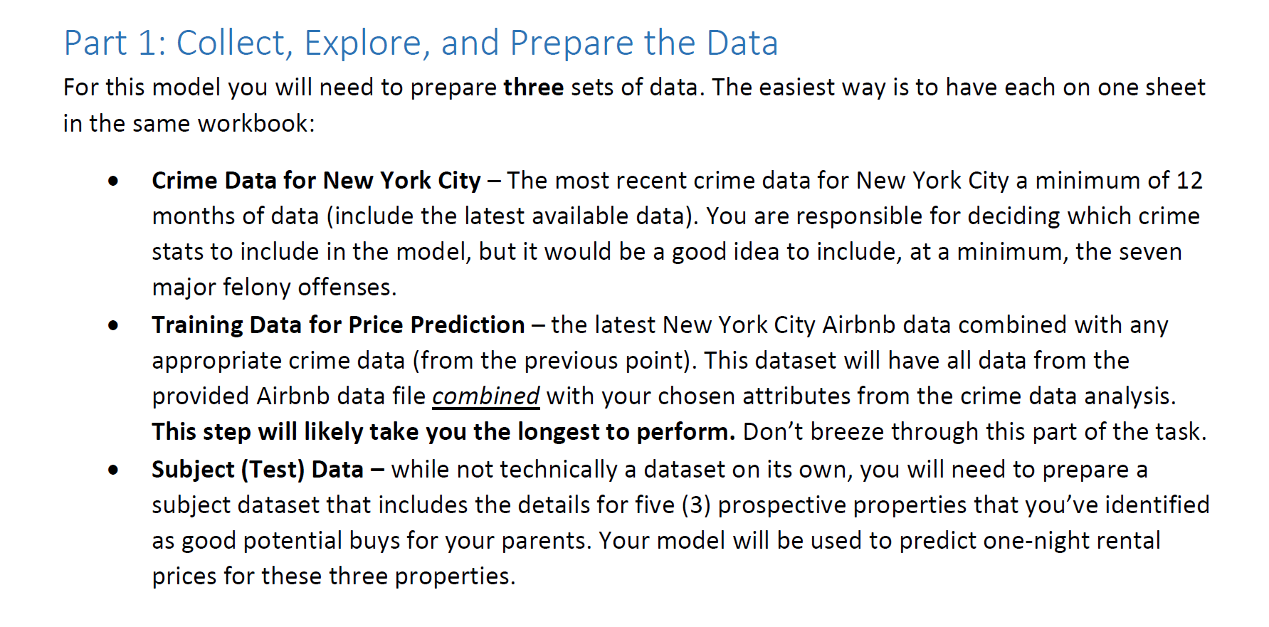 Solved Part 1: Collect, Explore, and Prepare the Data For | Chegg.com