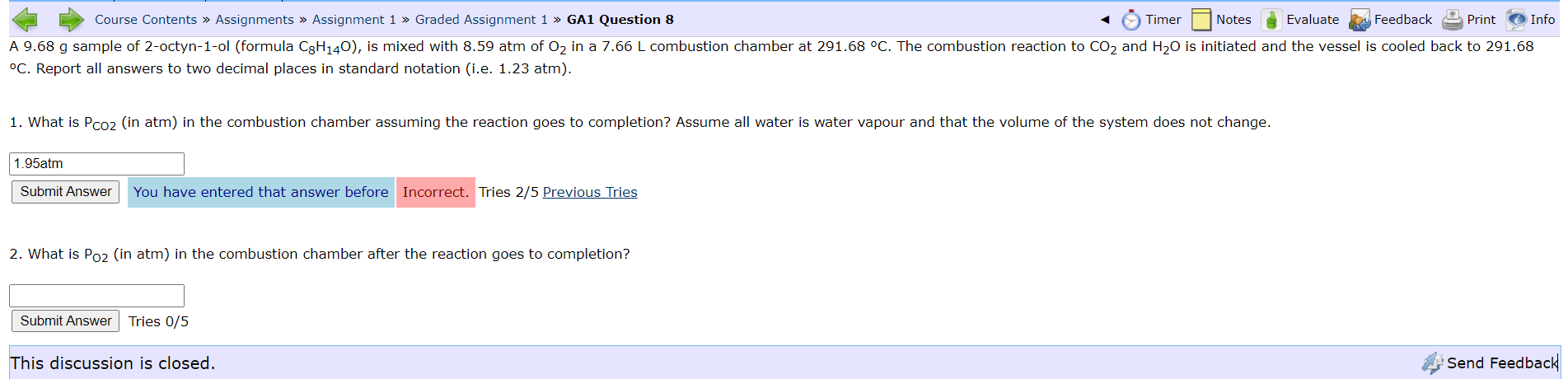 Solved Timer Notes Evaluate Feedback Print Info Course 5350