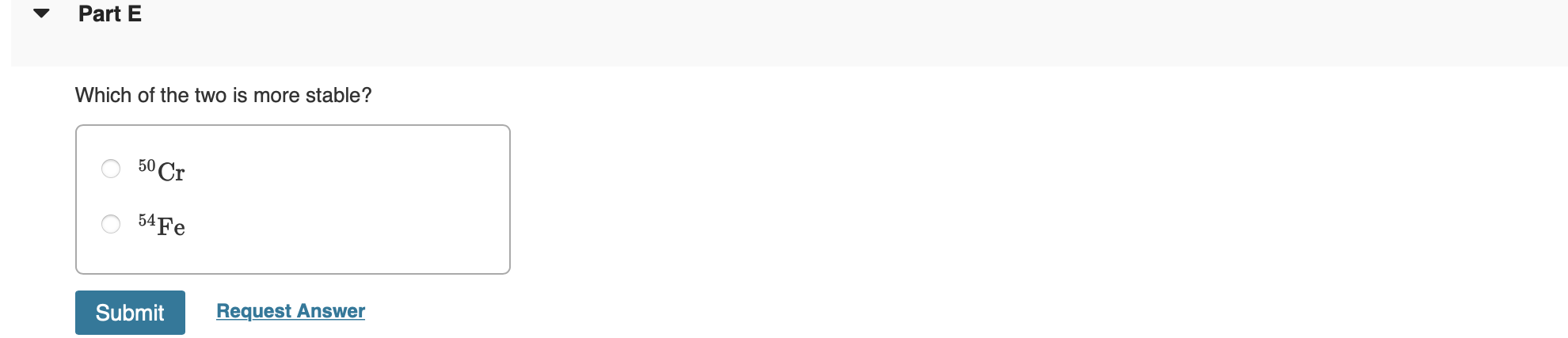 Solved Part A Calculate the mass defect (in g/mol) for 50 Cr | Chegg.com