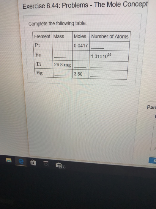 Solved Exercise 6.44: Problems - The Mole Concept Complete | Chegg.com
