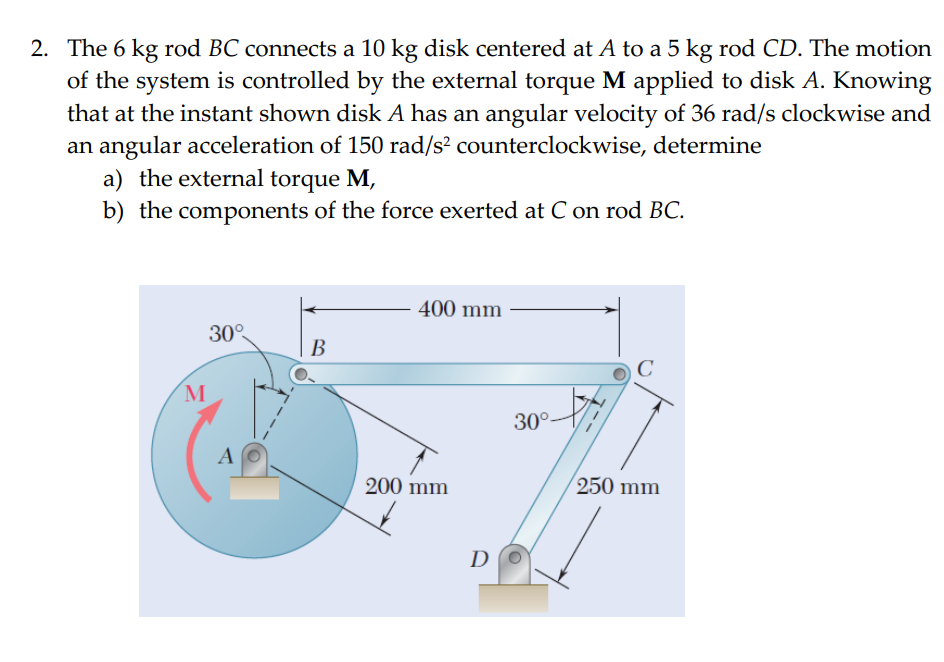 Solved The 6kgrodBC connects a 10 kg ﻿disk centered | Chegg.com