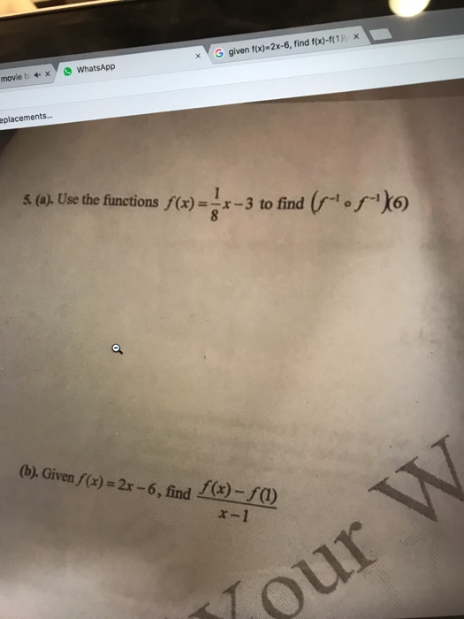 Solved xG given f(x)-2x-6, find f(x)-f(1) x movie b | Chegg.com