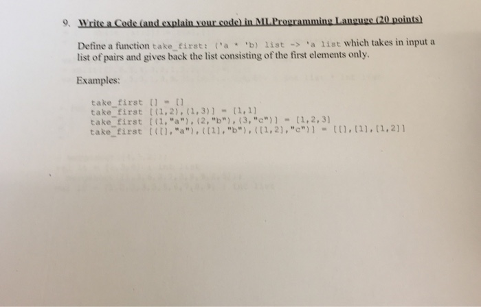 Solved Write A Code And Explain Your Code In Ml Programming 6254
