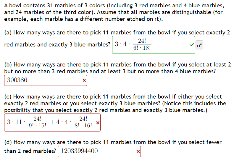 Solved example, each marble has a different number etched on | Chegg.com
