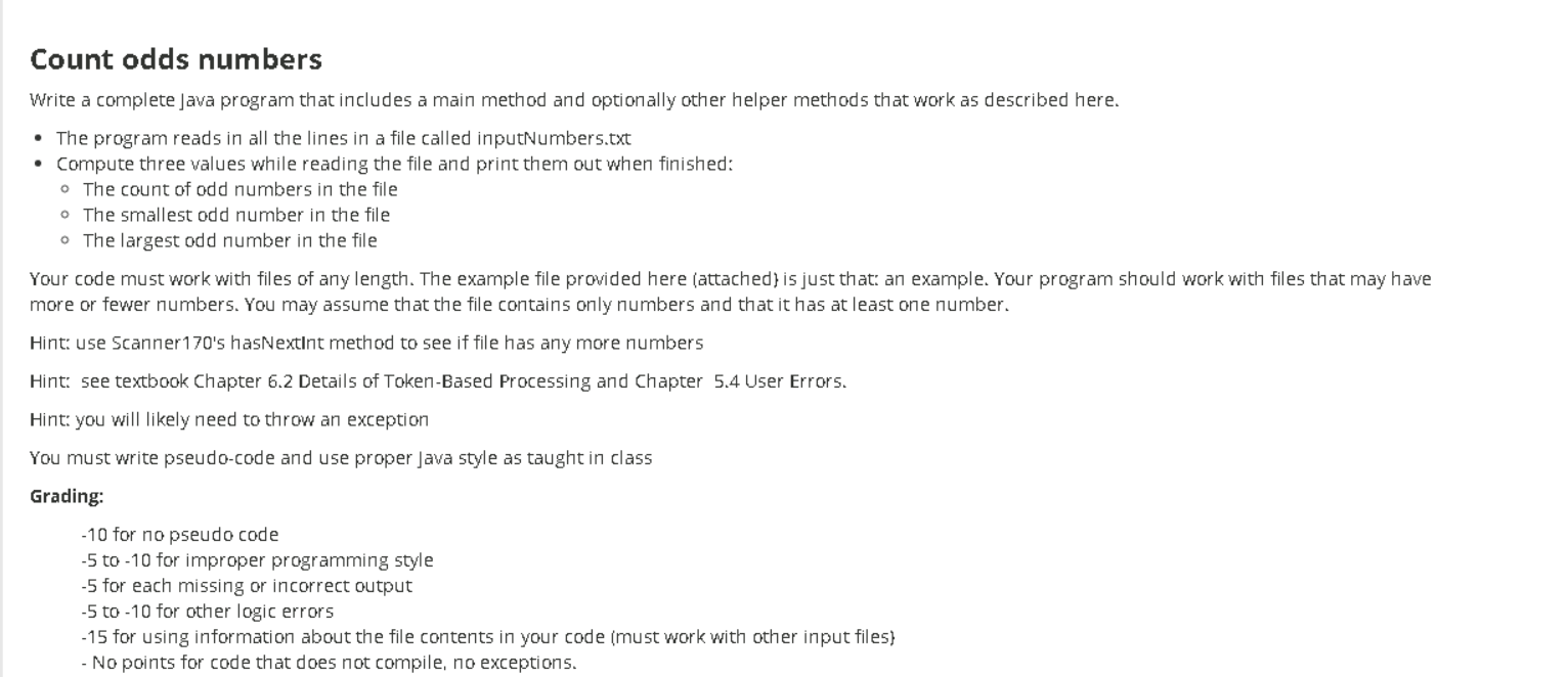 Solved Count odds numbers Write a complete Java program that | Chegg.com