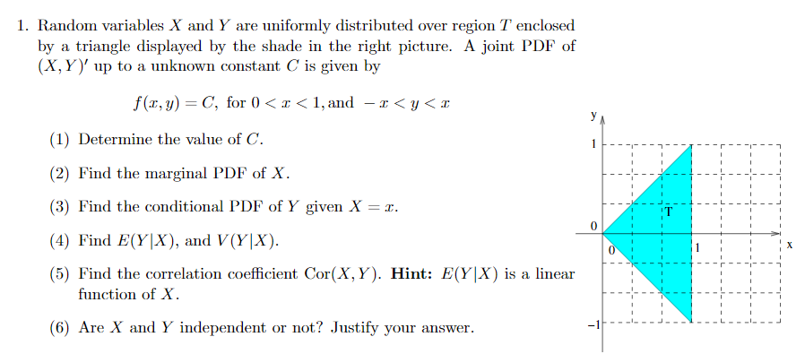 Solved 1. Random variables X and Y are uniformly distributed | Chegg.com