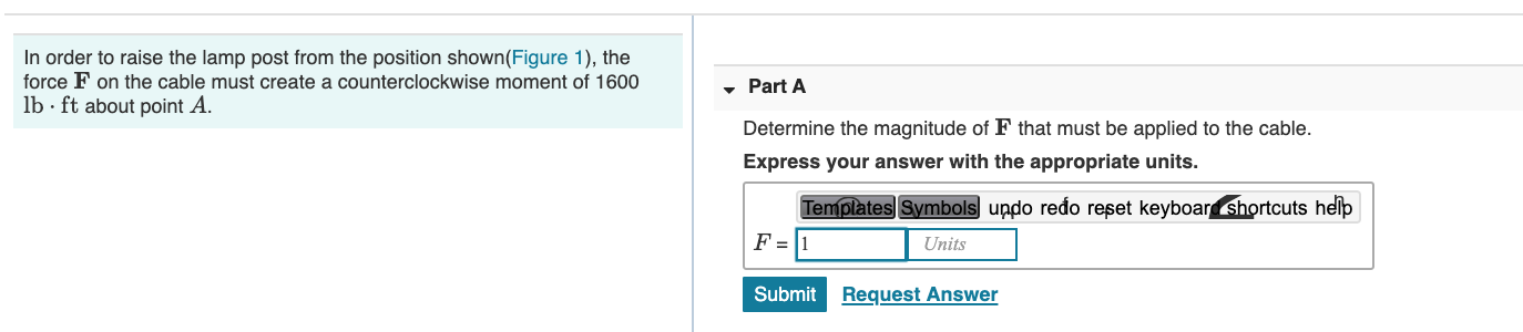 Solved In order to raise the lamp post from the position | Chegg.com