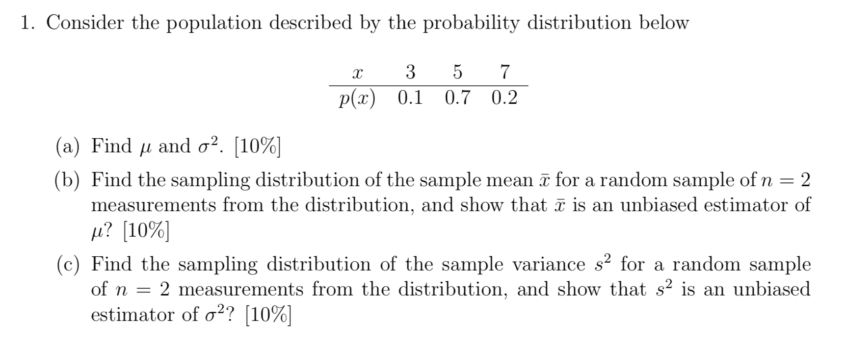 Solved 1. Consider the population described by the | Chegg.com