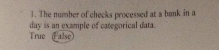 Solved 1. The number of checks processed at a bank in a day | Chegg.com