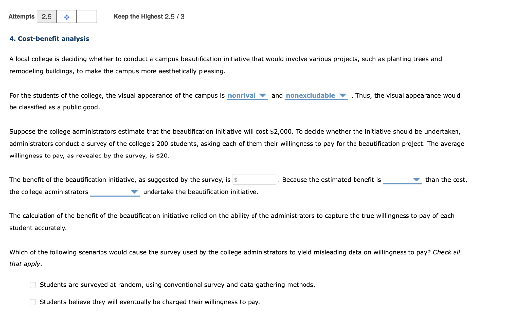 Solved 4 Cost Benefit Analysis A Local College Is Deciding