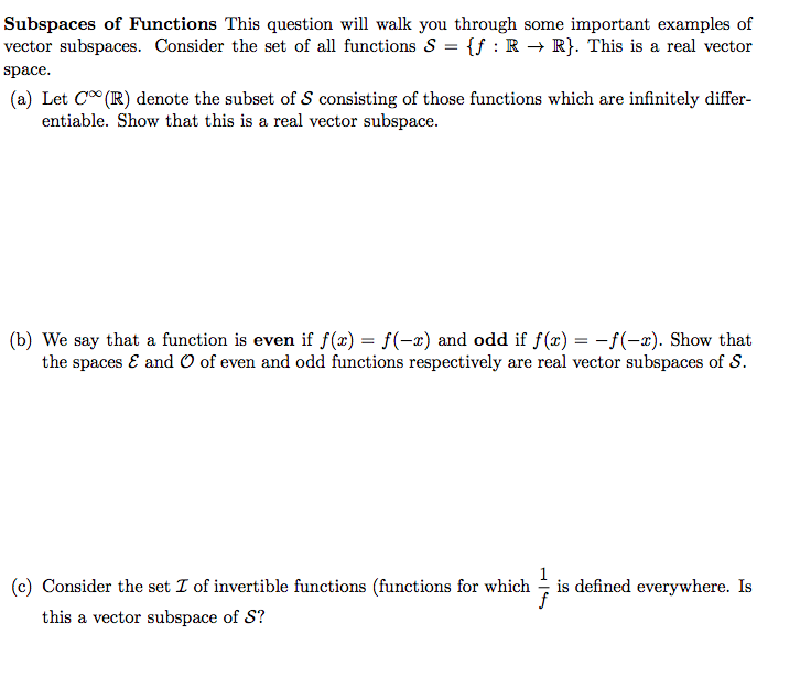 Solved Subspaces of Functions This question will walk you | Chegg.com