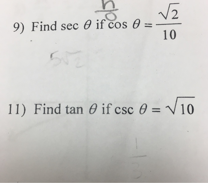 Solved Find sec theta if cos theta = squareroot 2/10 Find | Chegg.com