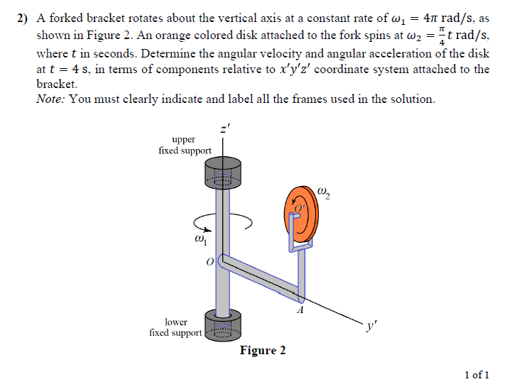 Solved 2) A forked bracket rotates about the vertical axis | Chegg.com